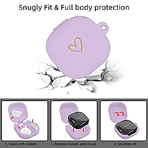 AIIEKZ Compatible with Samsung Galaxy Buds 2 / Buds Pro/Buds Live/Buds 2 Pro, Soft Silicone Case with Gold Heart Pattern with Cute Butterfly Keychain for Girls Women (Purple)