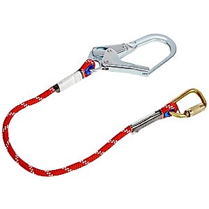 Miller Honeywell Safety Products by 1014936/ Restraint Lanyard with Kernmantle Rope, Carabiner and Locking Rebar Hook, 4', Red