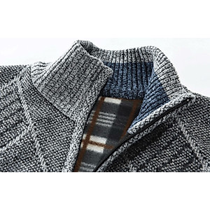 VtuAOL Men's Cardigan Sweater Warm Soft Knit Full Zip Sweater Winter Coat for Men Blue US S