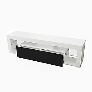 63 Inches Floating TV Stand Wall Mounted with Lights, Modern LED TV Stand Floating Entertainment Center with Storage for Bedroom Living Room,Floating Shelf for Under TV,White