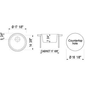 ALFI brand AB1717DI-B Drop-In Round Granite Composite Kitchen Prep Sink, 17", Biscuit