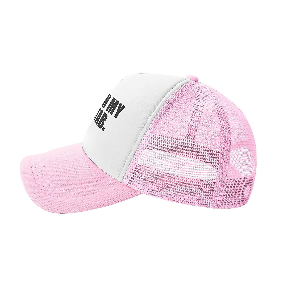 Put It On My Dad's Tab Trucker Hat Unisex Adult Hats Adjustable Cap for Men and Women Classic Fishing Caps Pink