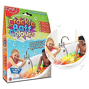 Zimpli Kids Crackle Baff Colours, 6 Bath Pack, Magically Makes Your Water Crackle, Pop & Change Colour, Multi-Sensory Play Activity, Educational & Learning Toy, Ideal Pocket Money Gift