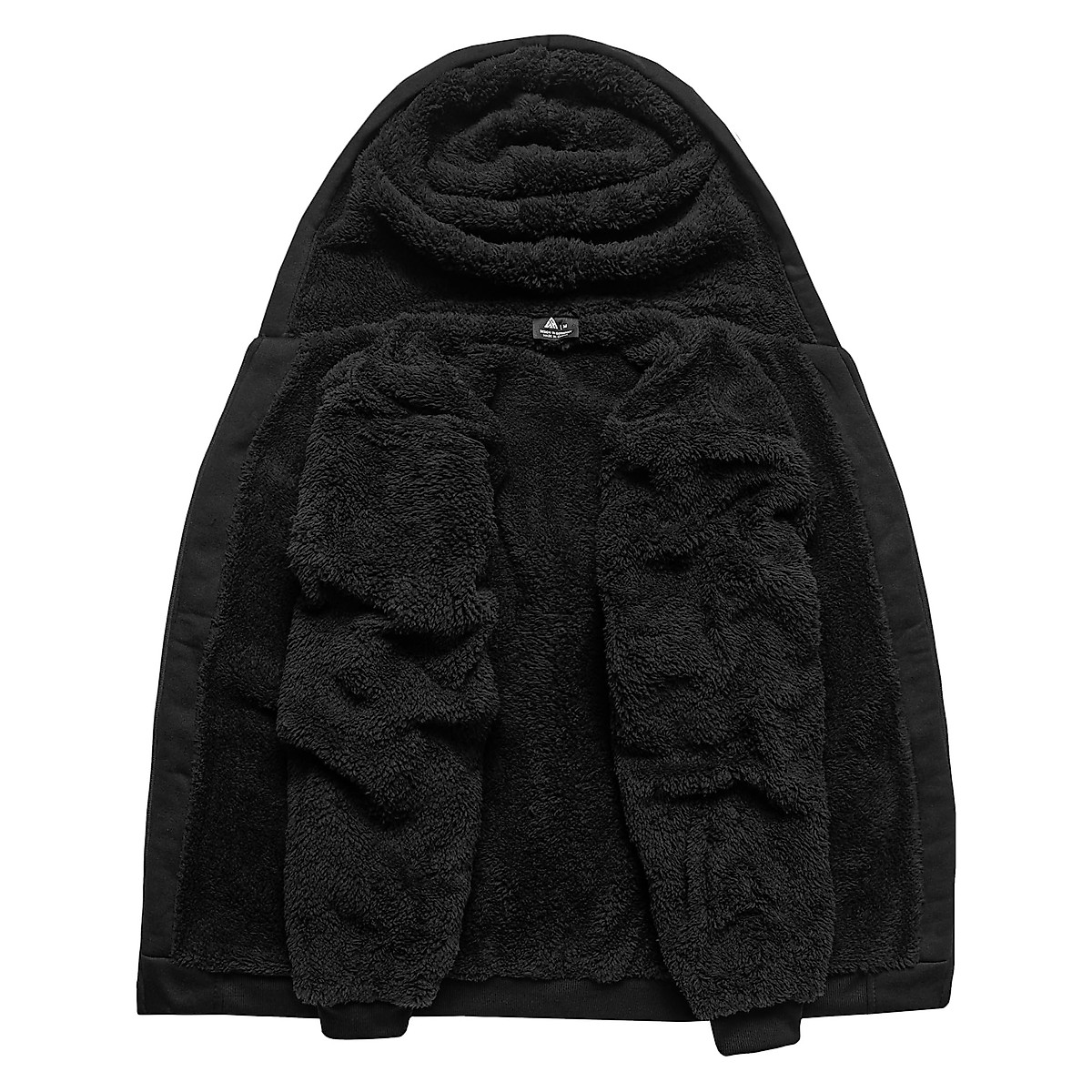 SCODI Hoodies for Men Heavyweight Fleece Sweatshirt - Full Zip Up Thick Sherpa Lined Hooded Sweatshirts Black Medium