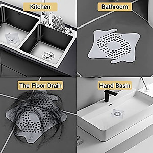 Hair Drain Catcher, 4 Pack Silicone Shower Hair Drain Catcher, Convex Cover for Stopper with Suction Cup, Easy to Install Suit for Bathroom, Bathtub, Kitchen
