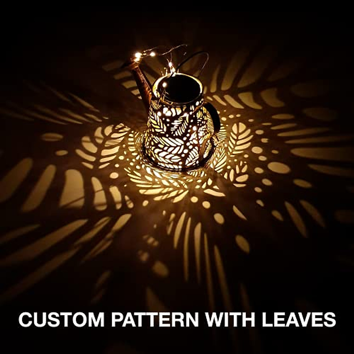 Solar Watering Can with Cascading Lights - Comes with Sheppard Hook, Waterproof Hanging Solar Lights Outdoor Decorative, Rustic Backyad Decor, Garden Decorations, Lantern Lights