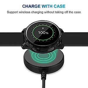 [2Pack] Tensea Compatible with Samsung Galaxy Watch Active 2 Screen Protector Case 44mm, Bumper Full Around Cover for Samsung Galaxy Watch Active2 44 (Black, 44mm)