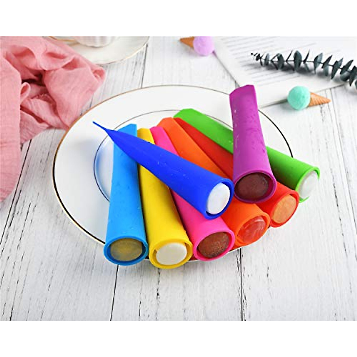 Mirenlife Silicone Ice Pop Molds,Popsicle Maker Molds,8 Vibrant Colors,Set of 8