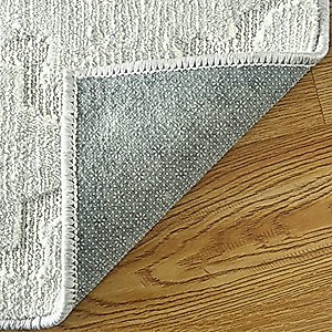 Fashionwu Area Rug 5 x 8 Bedroom Boho Rug Lattice Tufted Carpet for Dining Room Living Room Rug Moroccan Accent Floor Mat Non-Shedding Geometric Rug Aesthetic Floor Cover Floor Carpet, Grey