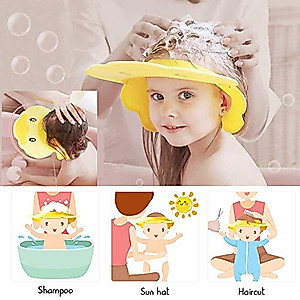 Baby Shower Cap for Kids Bath Visor Adjustable Toddler Shower Cap Multi-Purpose Bathing Cap for Protect Infants Toddler Eyes Ears (Yellow