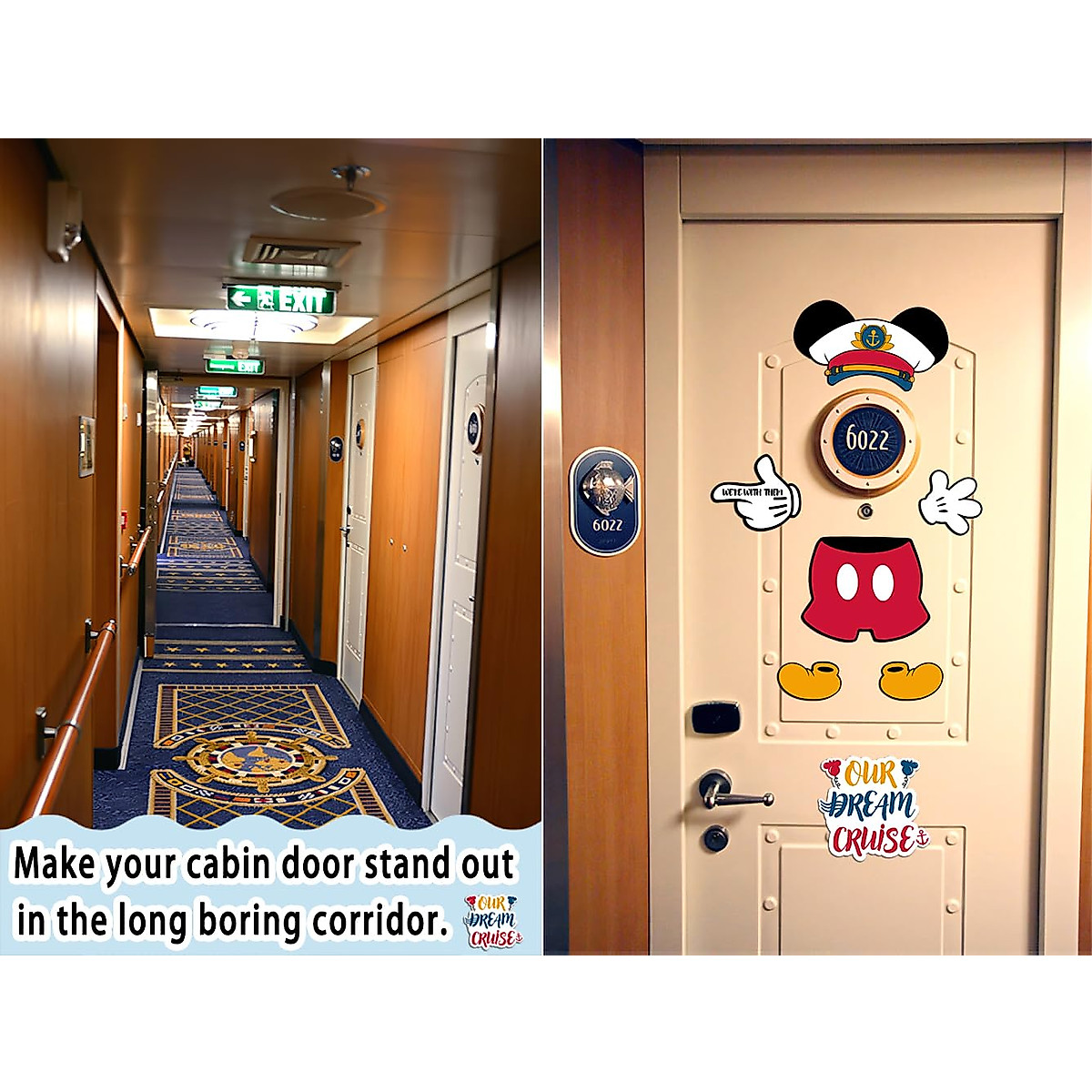 10 Pcs Cruise Door Magnet, Captain Mouse Cruise Door Decorations,Funny Mouse Ears Magnet for DCL Cruise& All Major Cruise