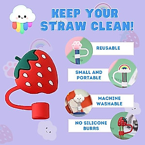 MELASEMA Straw Cover, 4 PCS Stanley Straw Cover, Stanley Cup Accessories, 0.4in/10mm Compatible with Stanley 30&40oz Tumbler Cups Straws, Reusable Silicone Straws Tip Toppers (Mixed Shape 4Pcs)