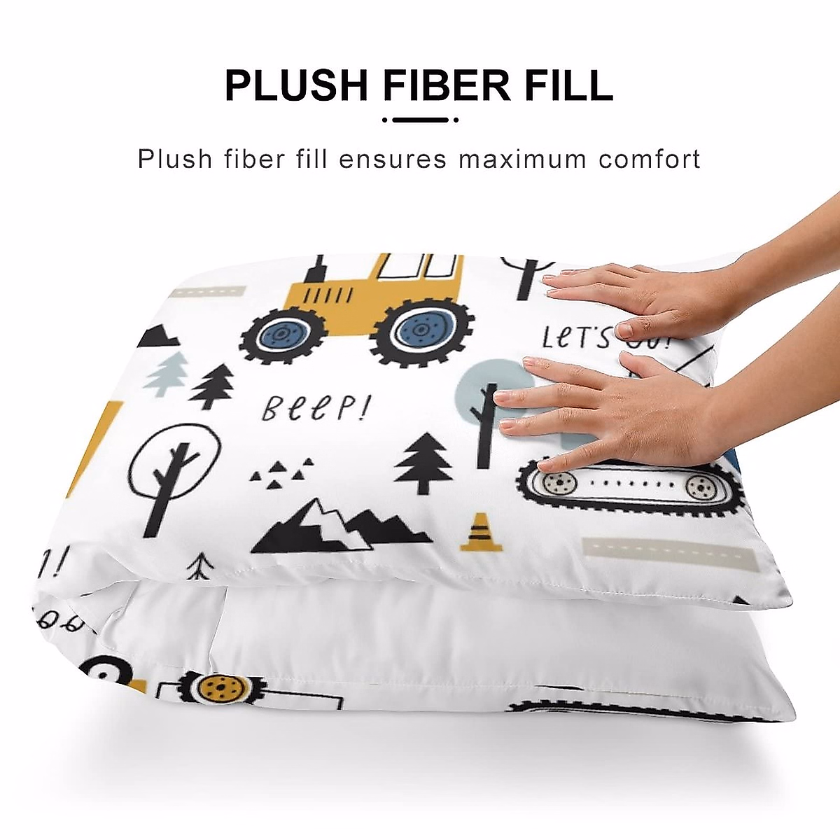 WINTYE Cute Cars Truck Tractor Body Pillow Cover 20×54in with Zipper Cartoon Crane Body Pillow Pillowcase Decorative Rectangular Pillow Case Long Bed Pillow Cover for Kids Adults Couch