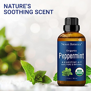Organic Peppermint Essential Oil 30 ml - 100% Pure Peppermint Oil for Diffuser -Natural, Undiluted Menthol Oil for Hair Care - Mint Oil for Skin Care - Pure Essential Oils Peppermint - Nexon Botanics