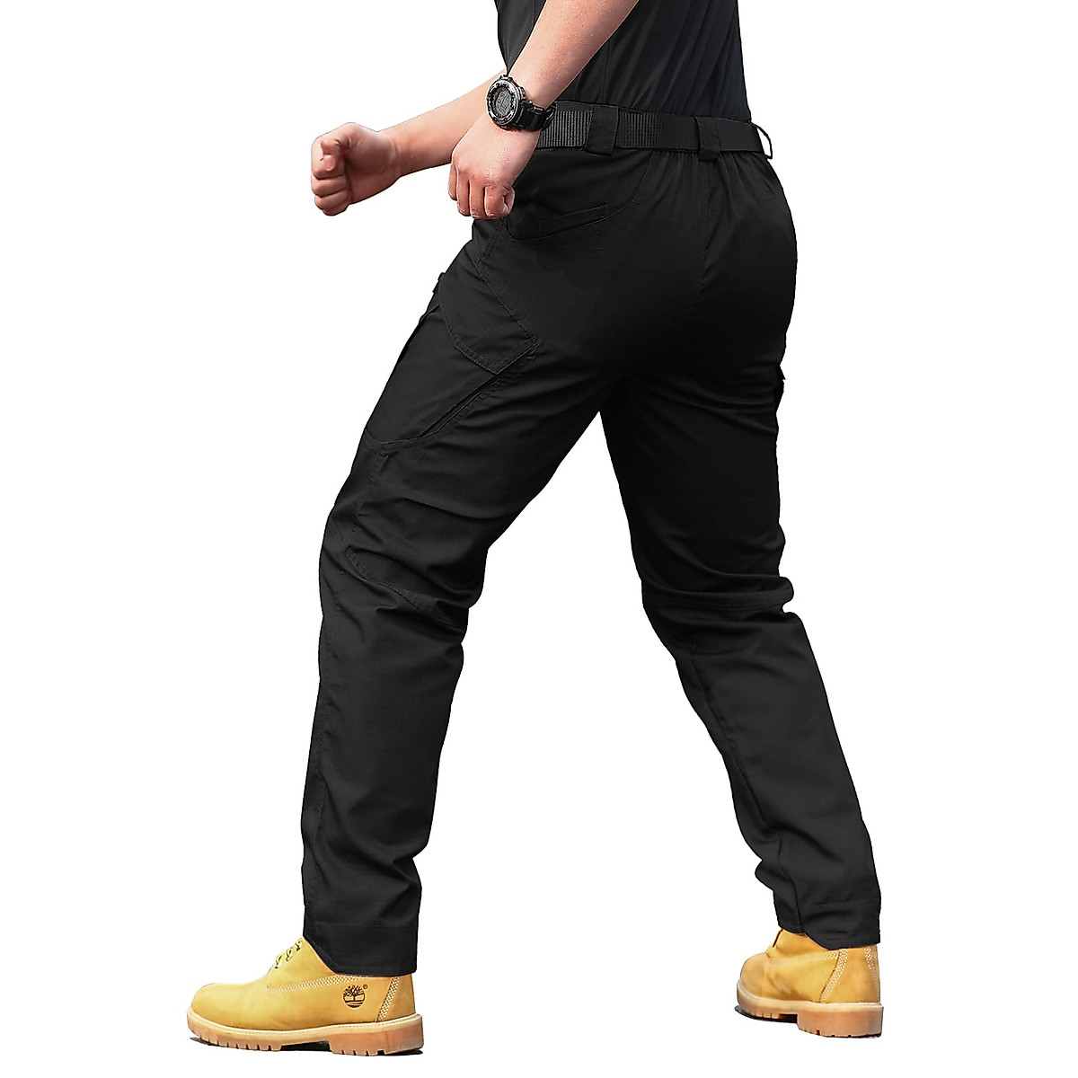 solo soplo Men's Tactical Pants Black Water Repellent Ripstop Cargo Pants for Combat Hiking Outdoor Lightweight Casual Multi Pocket Work Pant