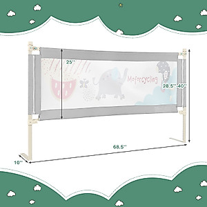 HONEY JOY Bed Rail for Toddlers, 77-in Extra Long, Portable Safety Bed Guardrail w/Double Safety Child Lock, Baby Bed Rail Guard, Fit King & Queen Full Twin Size Bed Mattress (77 INCH, Gray)