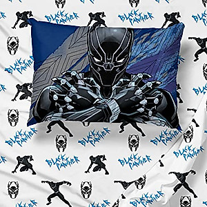 Marvel Black Panther Legend 5 Piece Twin Size Bed Set - Includes Comforter & Sheet Set - Super Soft Kids Bedding Fade Resistant Microfiber (Official Product)