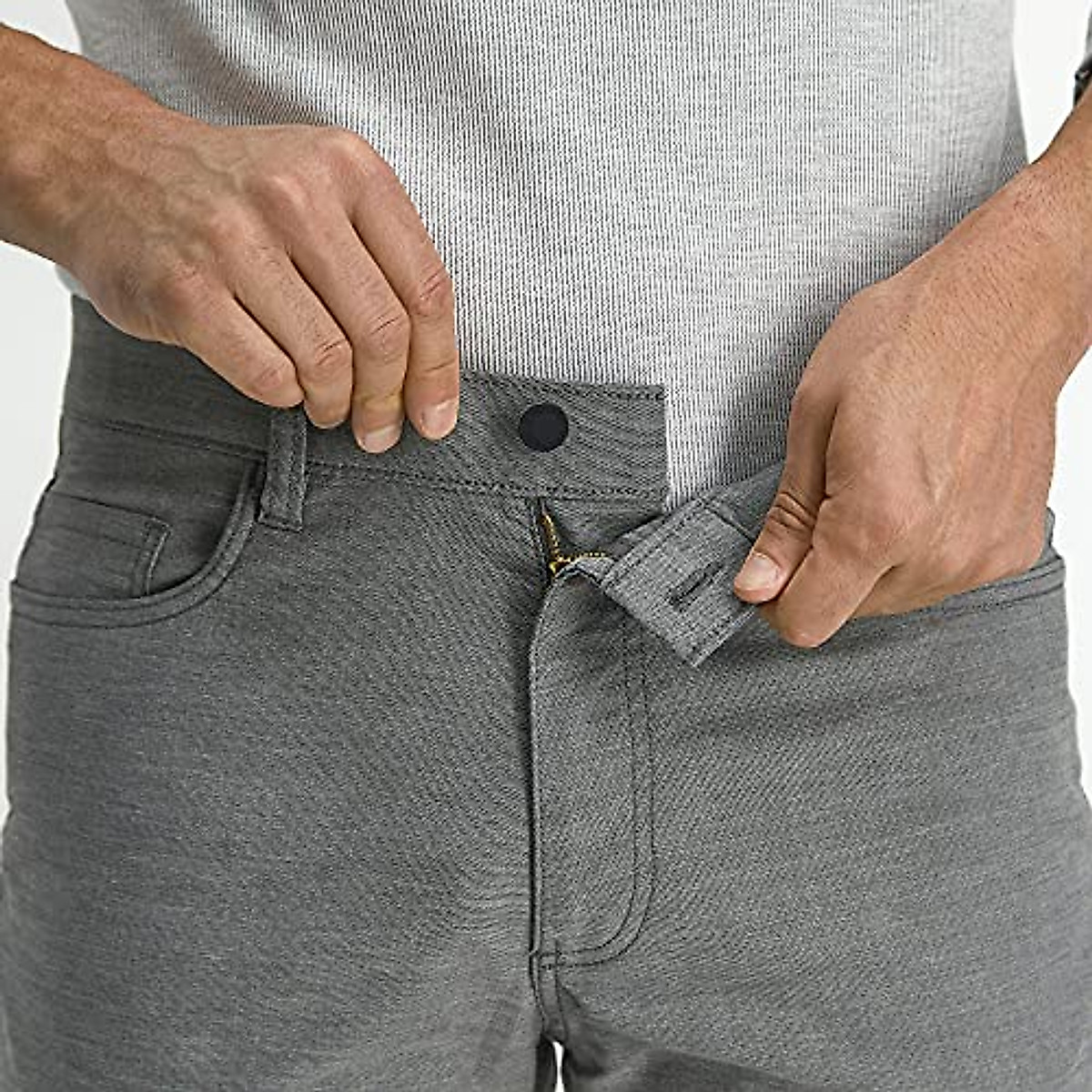 Haggar Men's The Active Series Slim/Straight Fit Flat Front Pant, String Canvas, 36 x 32