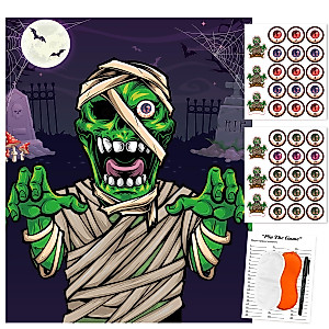 TYHJOY Halloween Party Games for Kids Pin The Eyeball On The Zombies Game Halloween Party Activities Party Supplies Decorations
