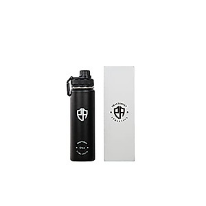 24 Oz Stainless Steel Thermal Insulated Hot/Cold Water Bottles To Keep Any Drink Hot For 12 Hours & Cold For 24 Hours - Gym Water Bottles For Men & Women - Mens Thermal Water Bottle (Black)