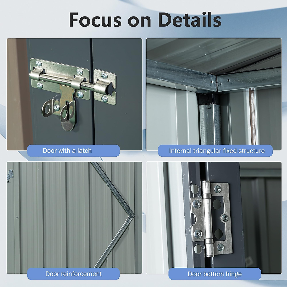 Outdoor Metal Storage Shed with Sliding Doors Padlock Aluminum Frames Easy Assembly Tool Storage Shed for Backyard Garden Pa