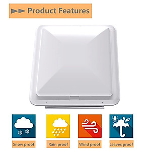 LQKUMJG 14" Universal RV Roof Vent Cover Waterproof Vent Lid Replacement for Camper Trailer Motorhome (White 1 Pack)
