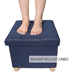 Ottoman Stool Sofa Stool Foot Rest Stool Folding Storage Footstool,upholstered Ottoman Pouffe Padded Seat Footrest Stool With 4 Wooden Legs For Living Room Bedroom Hallway White 60x38x34cm ( Color : W