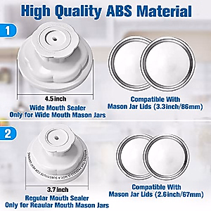Mason Jar Vacuum Sealer Sealing Kit, Food Vacuum Sealer Food Canning Jar Protector Jars Sealer for Regular & Wide Mouth Mason Jars, Compatible with Vacuum Sealer & Manual Vacuum Pump