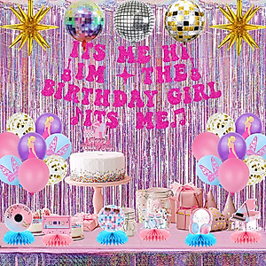 Holkcog Pink Its Me Hi Im The Birthday Girl Its Me Banner Music Star Party Decorations Singer Banner Fan Birthday Party Decoration Singer Cake Topper Pink Blue Balloons Honeycomb Centerpieces（31pcs）