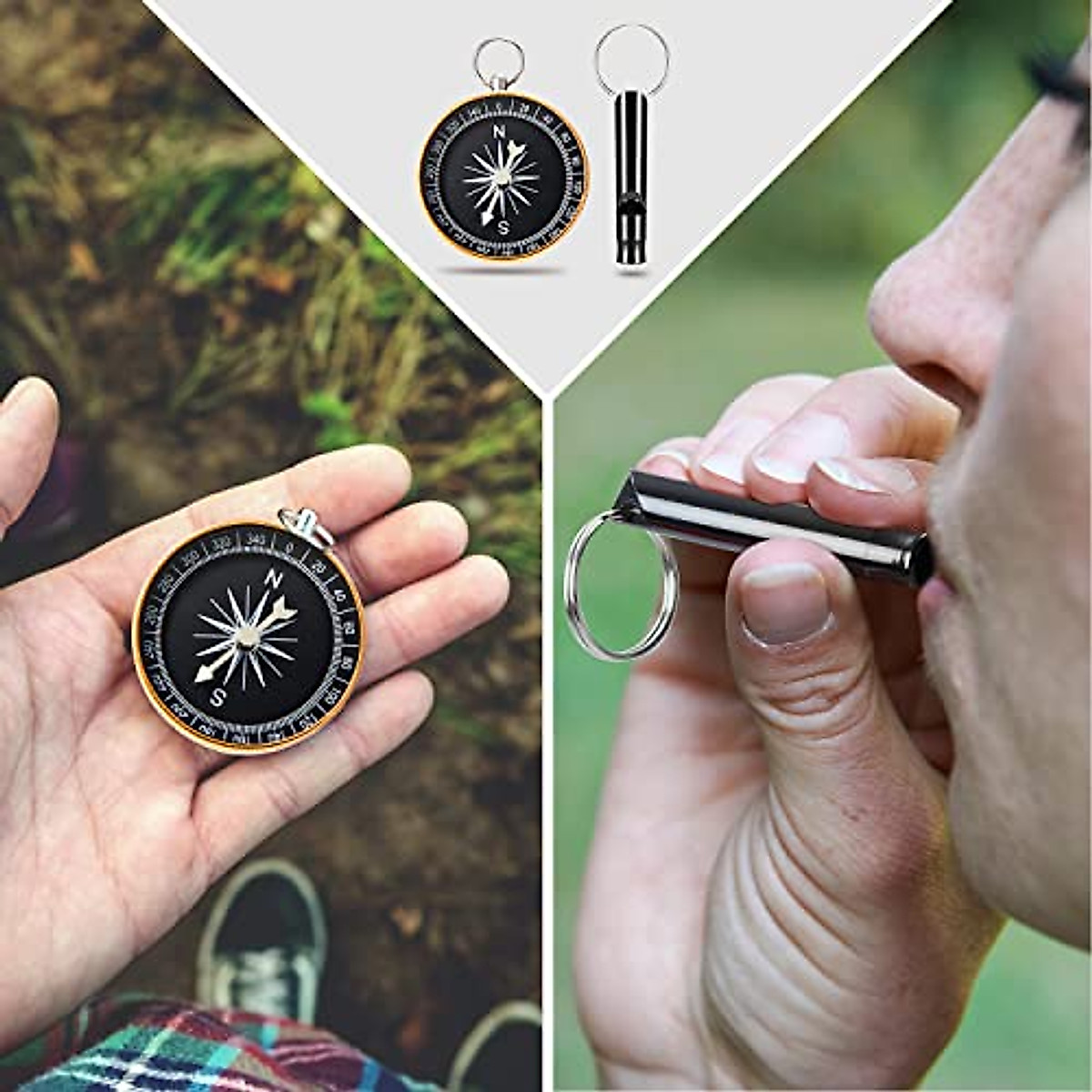 Esky Emergency Sleeping Bag, 2 Pack Survival Bag Portable Thermal Bivy Sack, Waterproof Lightweight Emergency Blanket Survival Gear with Compass and Whistle for Camping Hiking Outdoor Adventure