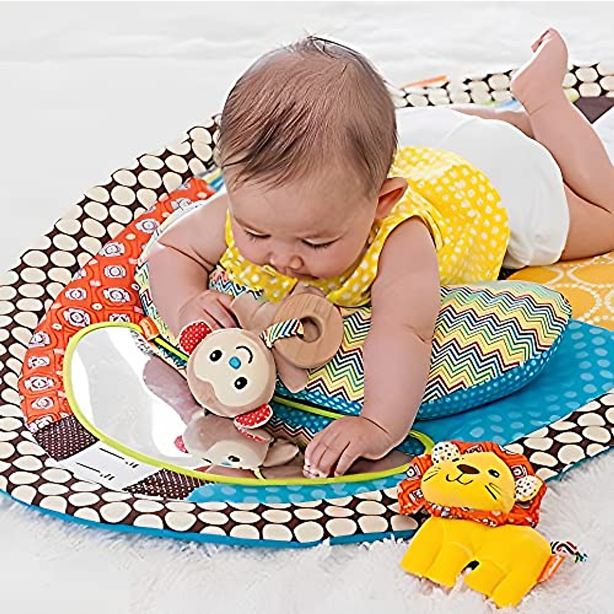 Tummy Time Toys for Babies 0-12 month Play Activity Gym with Pillow and Floor Mirror Tummy Time Mat for Newborn Baby Boy or Girl