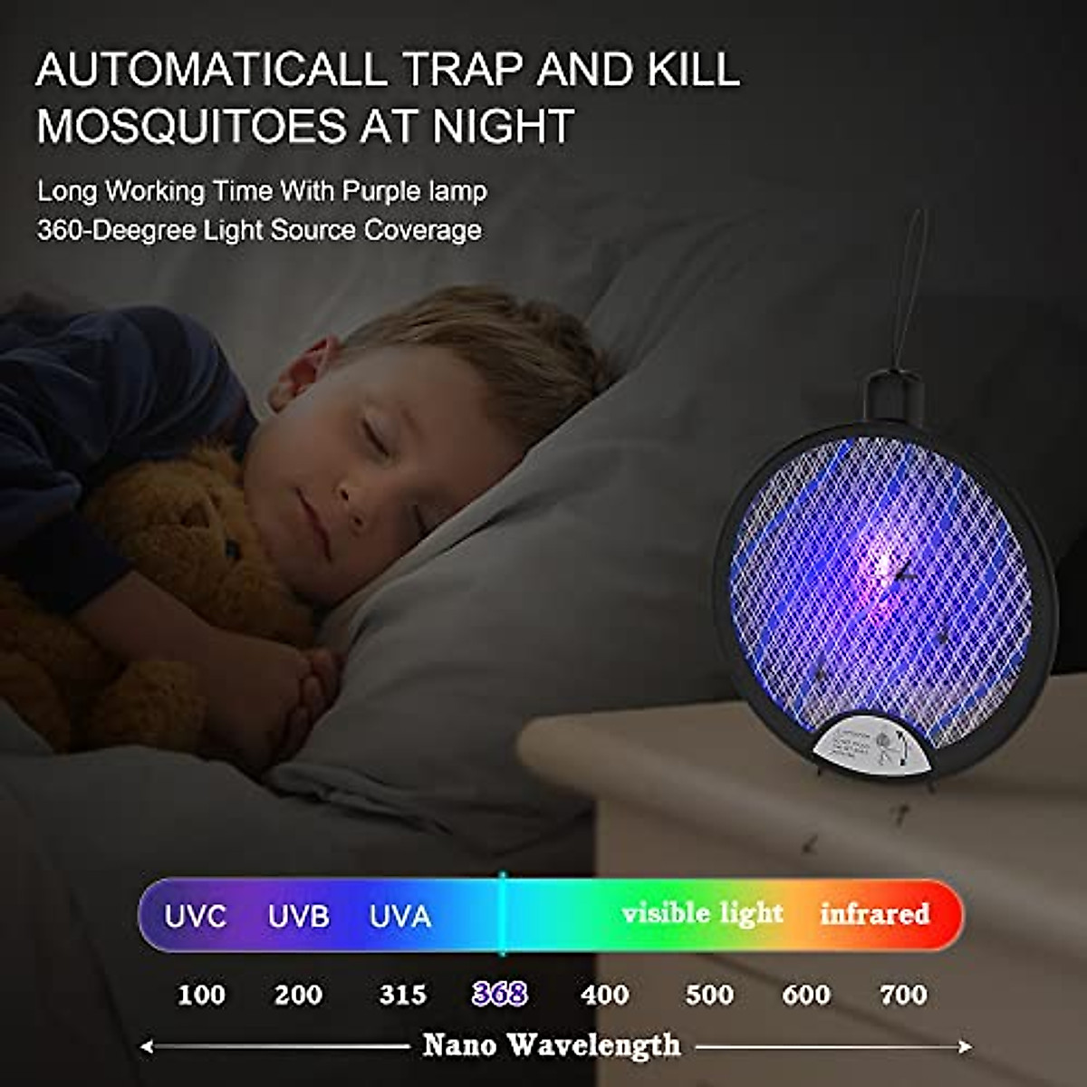 Electric Fly Swatter Racket 2 in 1 Foldable Bug Zapper Racket,3500V Fly Swatter Electric USB Rechargeable with 3-Layer Safety Mesh for Indoor and Outdoor