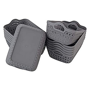 DynkoNA 12-pack Small Plastic Tray, Desktop Storage Trays, Grey