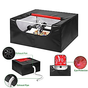 Esoilga Laser Engrave Enclosure with Vent, Fireproof Laser Engraving Machine Protective Cover with Exhaust Pipe and Exhaust Fan Compatible with xTool D1 Atomstack A5 ORTUR Aufero, Eye Protection