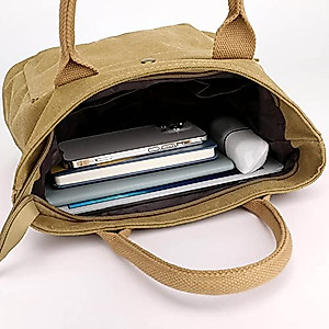 Fashion Casual Women Retro Style Solid Color Canvas Bag Simple Handbag Messenger Bag Leather Shoulder Bag (A, One Size)