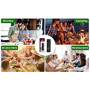 Saknaop Electric Pepper Grinder，Pepper Salt Mill Grinder refillable with Gravity Sensor Switch, Salt Grinder Spice Grinder with Adjustable Coarseness and LED Blue Light,Battery Operated