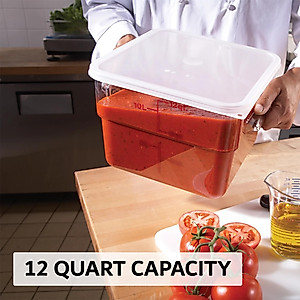 Lumintrail Cambro 12 Qt Square Food Storage Container Clear with Lid Bundle Includes a Measuring Spoon Set