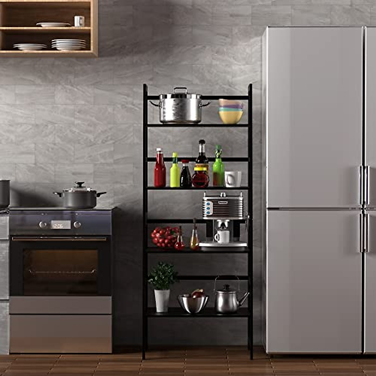 WTZ Bookshelf Book Shelf, Bookcase Storage Shelves Book case, Ladder Shelf for Bedroom, Living Room, Office MC-801(Black)