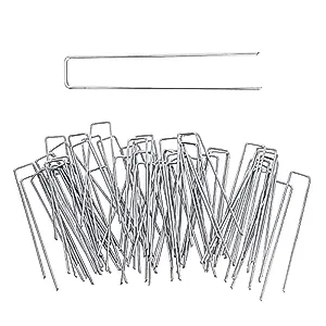 Garden Landscape Staples, Heavy Duty Galvanized Stakes 6 Inch, 50 Pack