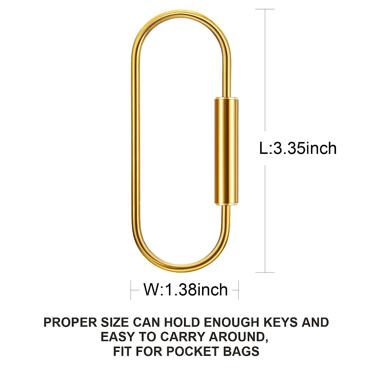 WILLBOND Brass Key Ring Gold Screw Lock Clip Key Ring Chain Durable Simple Brass Keychain Holder (Cylinder,4 Pieces)