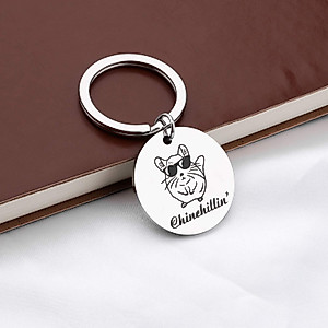 PLITI Chinchilla Gift Chinchilla Lovers Gift Chinchilla Mom Birthday Gift Chinchilla Dad Gift Animal Lover Gift Pet Owner Gift Veterinarian Gift Chinchillin' Keychain For Friend
