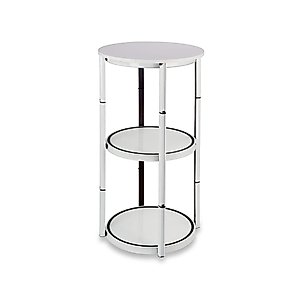 Portable Display Case 41.7" Round Portable Aluminum Spiral Tower Display Portable Trade Show Counter with Twist and Fold Design- Stand Only (White)
