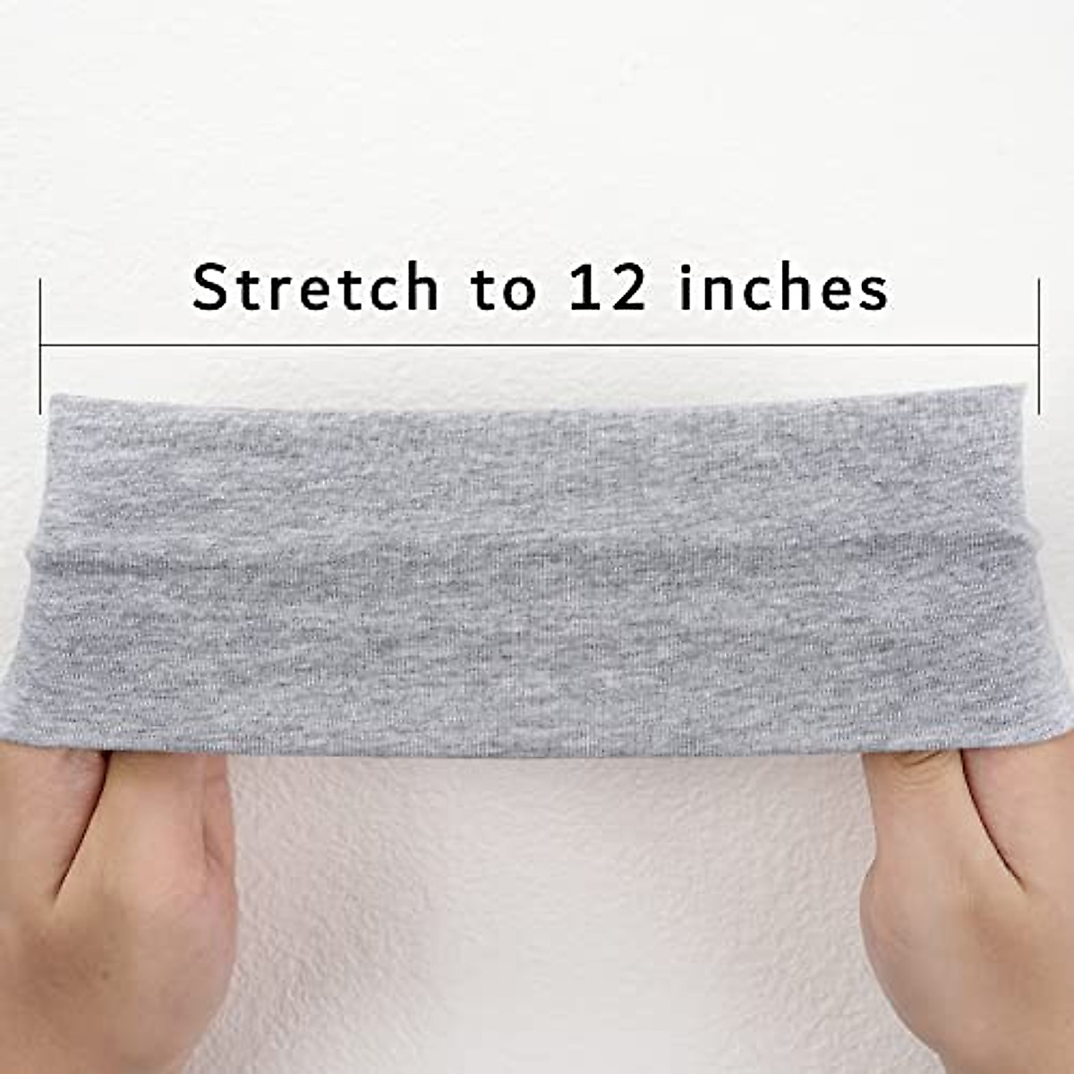 BBGifts 12 Pack Cotton Stretch Headbands, Women Girls Non-Slip Head Wraps Workout Headbands Sweatbands for Running, Cross Training, Yoga and Bike Helmet Friendly