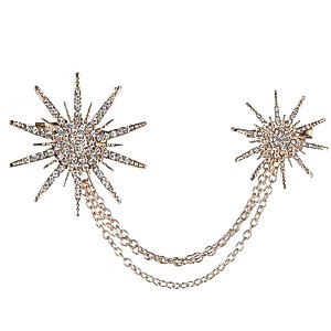Essencedelight Rhinestone Crystal Brooch Pin Faux Crystal Star Brooch Tassel Lapel Pin Christmas Pins for Ceremony Birthday, Gold, 5.6*3.9cm