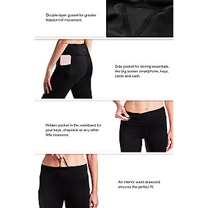 Yogipace,Side Pockets,Tall Women's Water Resistant Thick Thermal Fleece Lined Leggings Warm Winter Tights,31",Black,L