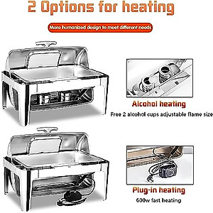 Electric Buffet Server,Food Warmer Tray, Adjustable Temperature, Portable Chafing Dish, Catering Buffet Serving Tray,Stainless Steel Material,uitable for Hotels, Restaurants, Parties