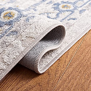 Safavieh Palma Collection 9' x 12' Beige/Light Blue PAM354A Oriental Floral Medallion Non-Shedding Area Rug