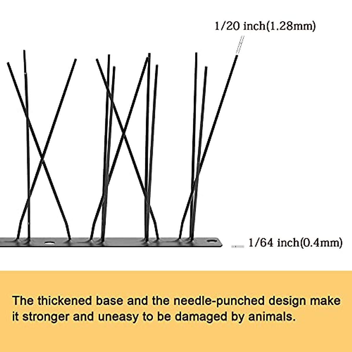 OFFO Black Bird Spikes Pre-Assembled for Pigeons Birds, Durable Bird Deterrent Spikes with Stainless Steel, Bird Repellent Spikes for Fence Roof Mailbox Window Matte Black Cover 10 Feet