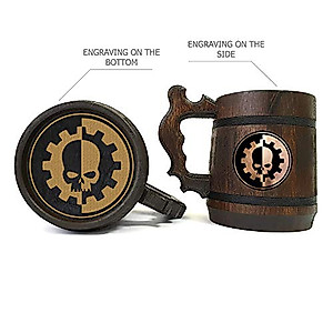 Adeptus Mechanicus Wooden Beer Mug, 40k Engraved Beer Stein, Custom Beer Gift for Gamer, Handmade Wooden Tankard