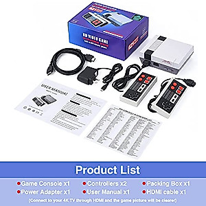 Feliexez Retro Game Console, Game Console Emulator with 621 Built-in Old Games, 1080P Video Gaming Console HDMI Output, 8-Bit Plug and Play Video Game System for TV, for Adults, Kids Family as Gift